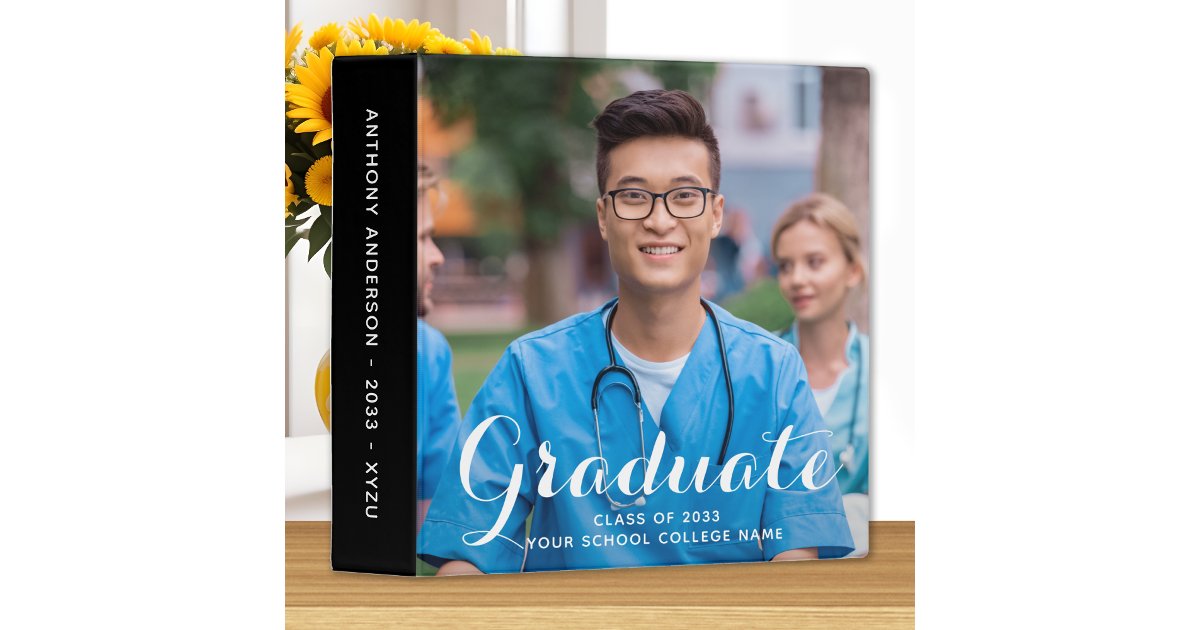 Modern Graduate Scrapbook 2 Photo Album Graduation 3 Ring Binder | Zazzle
