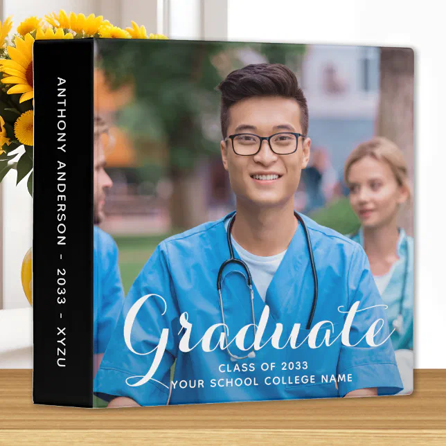 Modern Graduate Scrapbook 2 Photo Album Graduation 3 Ring Binder | Zazzle