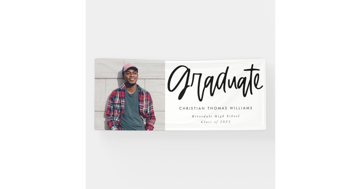Modern Graduate Script Photo Banner | Zazzle