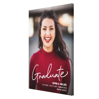 Modern Graduate Script Photo Class of Graduation Canvas Print | Zazzle