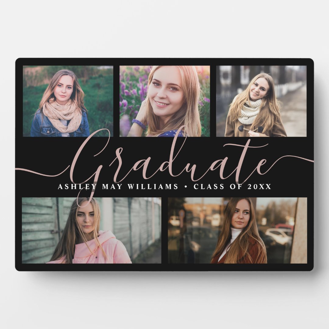 Modern Graduate Script Photo Collage Keepsake Plaque | Zazzle
