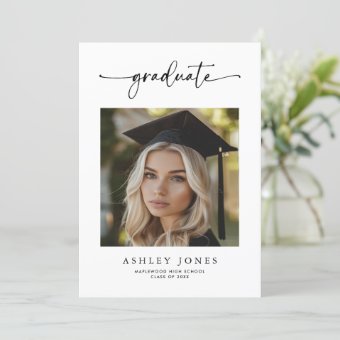 Modern Graduate Script Photo Invitation | Zazzle