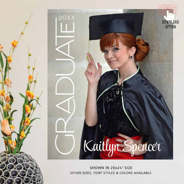 Modern Graduate Typography Photo Name Poster | Zazzle