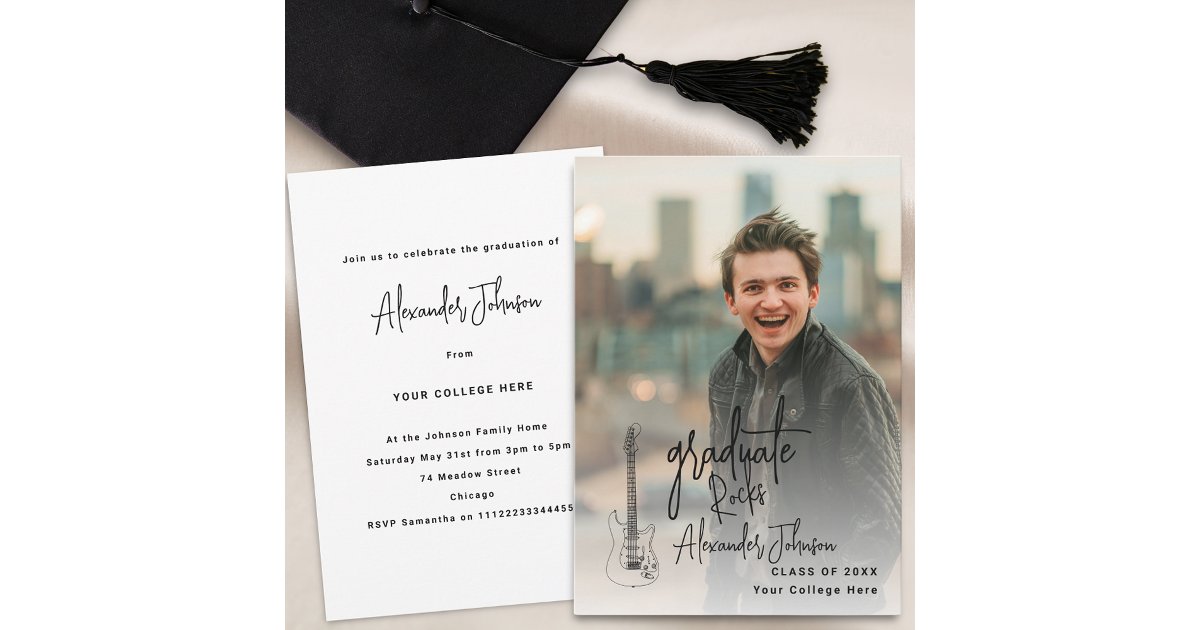 Modern Graduate Vertical Photo Graduation Party Invitation | Zazzle