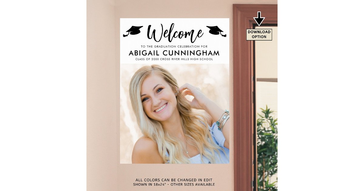 Modern Graduate Welcome Photo Simple Script Poster | Zazzle