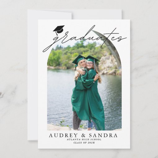 Modern Graduates Double Graduation Announcement | Zazzle