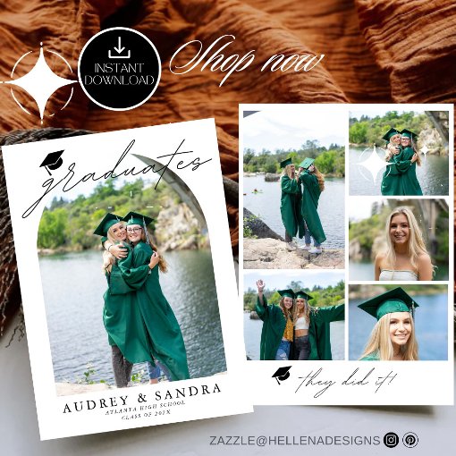 Modern Graduates Double Graduation Announcement | Zazzle