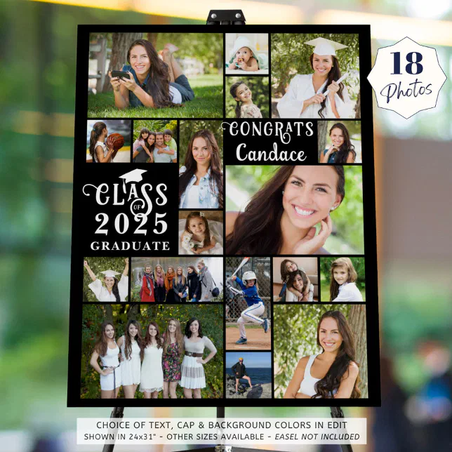 Modern Graduation 18 Photo Collage Class Year Foam Board | Zazzle
