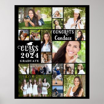 Modern Graduation 18 Photo Collage Class Year Poster | Zazzle