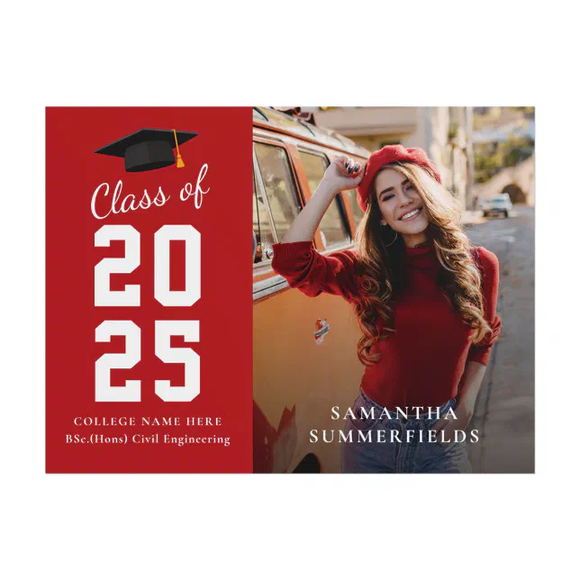 Modern Graduation 2025 Photo Modern Grad Party Poster | Zazzle