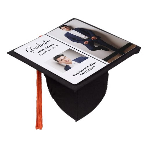 Modern Graduation 2 Photo Class Of 2022 Graduation Cap Topper | Zazzle