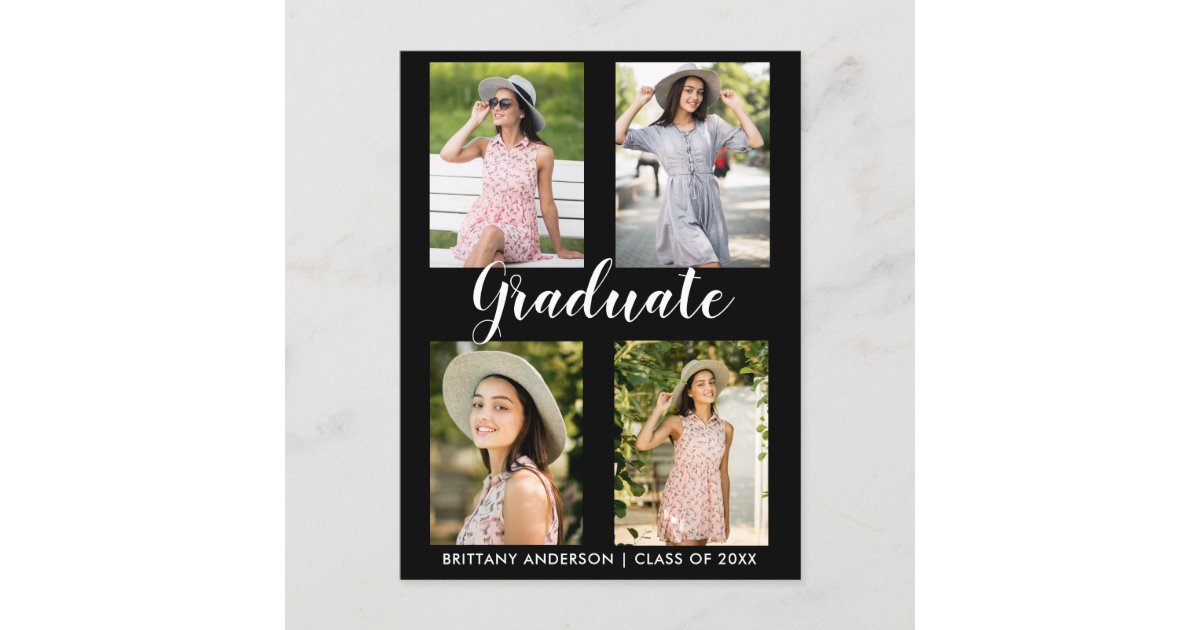 Modern Graduation 4 Photo Announcement | Zazzle