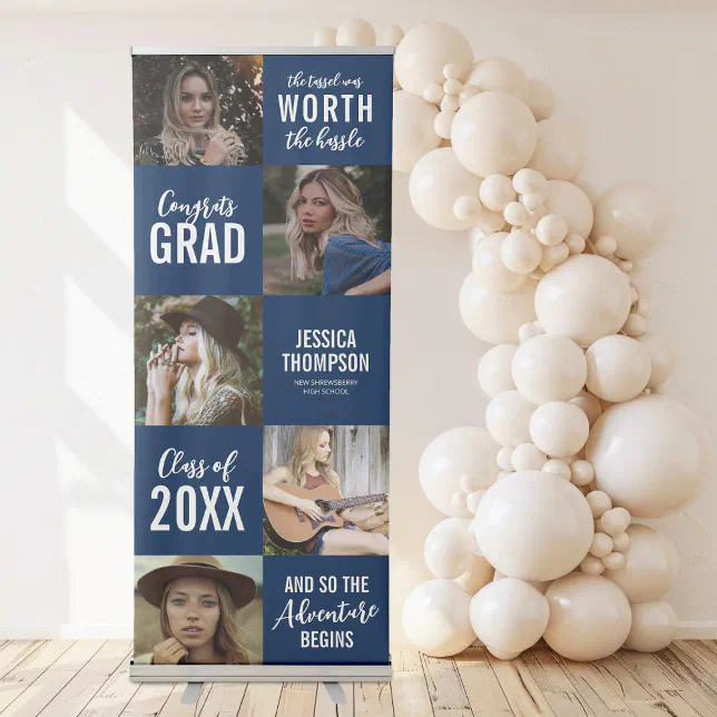Modern Graduation 5 Photo Collage Retractable Banner | Zazzle