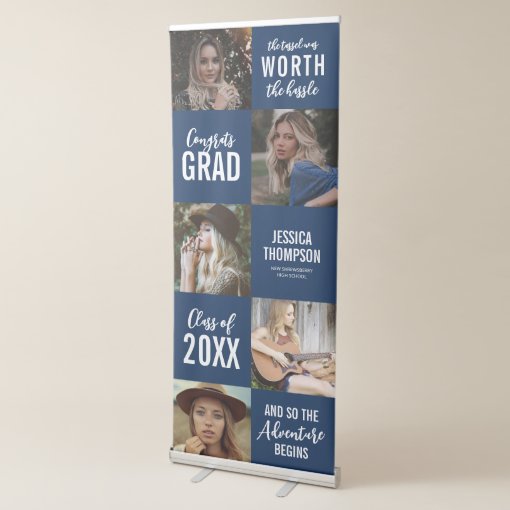 Modern Graduation 5 Photo Collage Retractable Banner | Zazzle