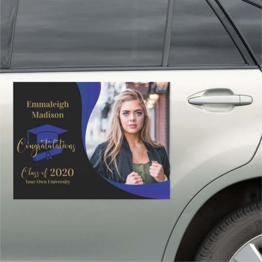 Modern Graduation Blue Swirl Car Magnet | Zazzle.com