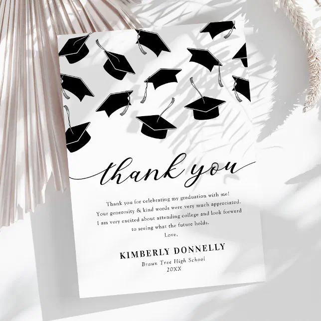 Modern Graduation Cap Thank You Card | Zazzle