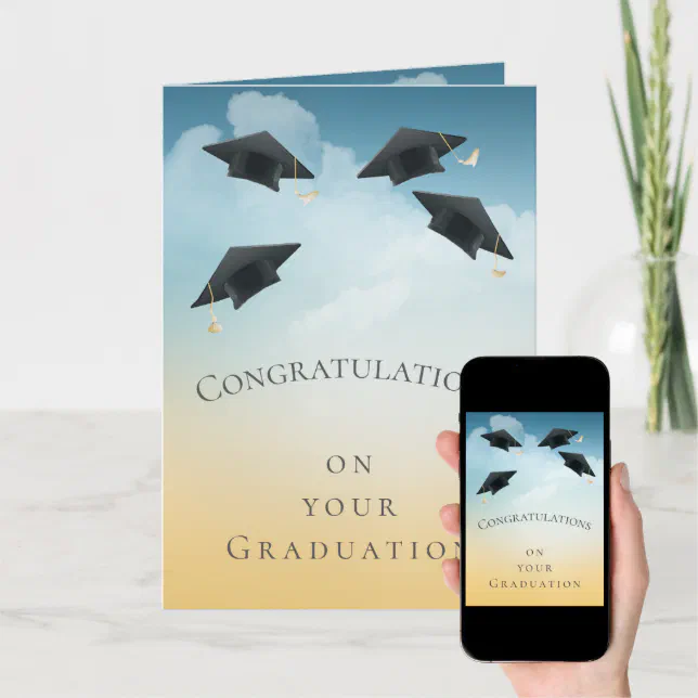 Modern Graduation Caps Congratulations Card | Zazzle