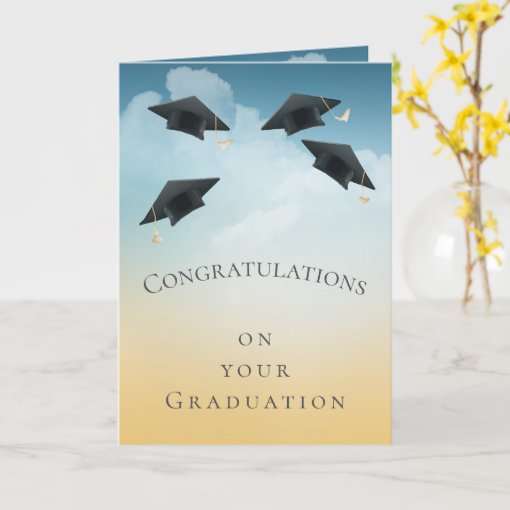 Modern Graduation Caps Congratulations Card | Zazzle