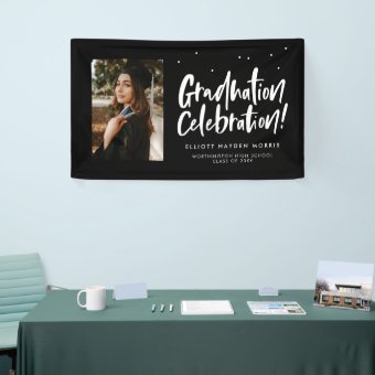 Modern graduation celebration party banner | Zazzle