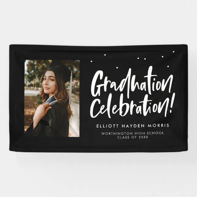 Modern graduation celebration party banner | Zazzle