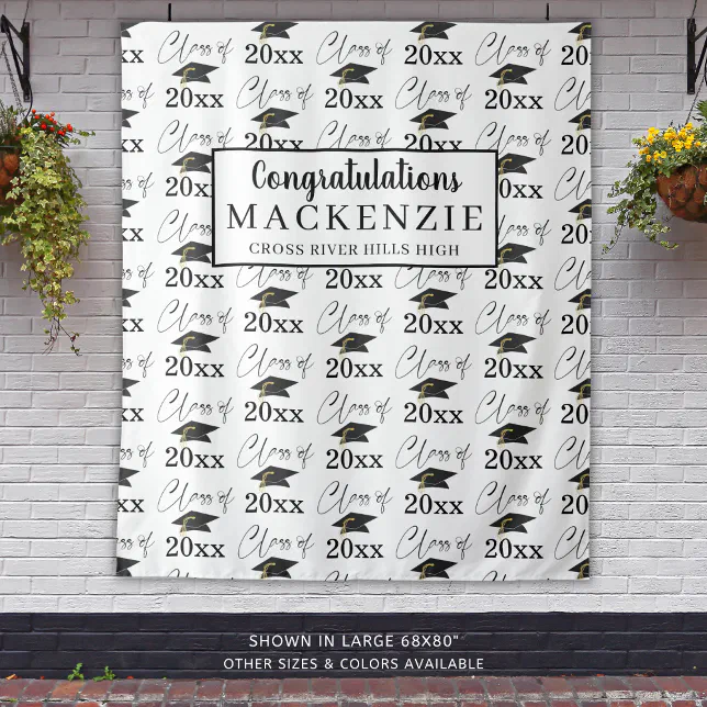 Modern Graduation CLASS OF 20XX Pattern Photo Op Tapestry | Zazzle