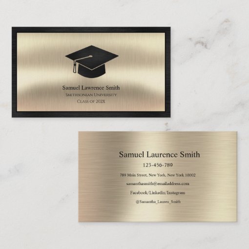 Modern Graduation Class of Student Black Gold Business Card | Zazzle