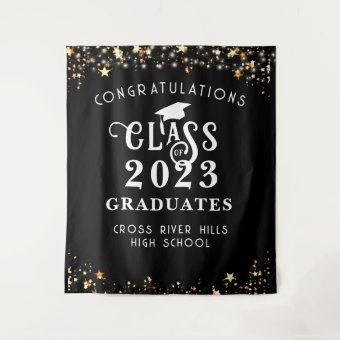 Modern Graduation Class Year Congrats Backdrop | Zazzle