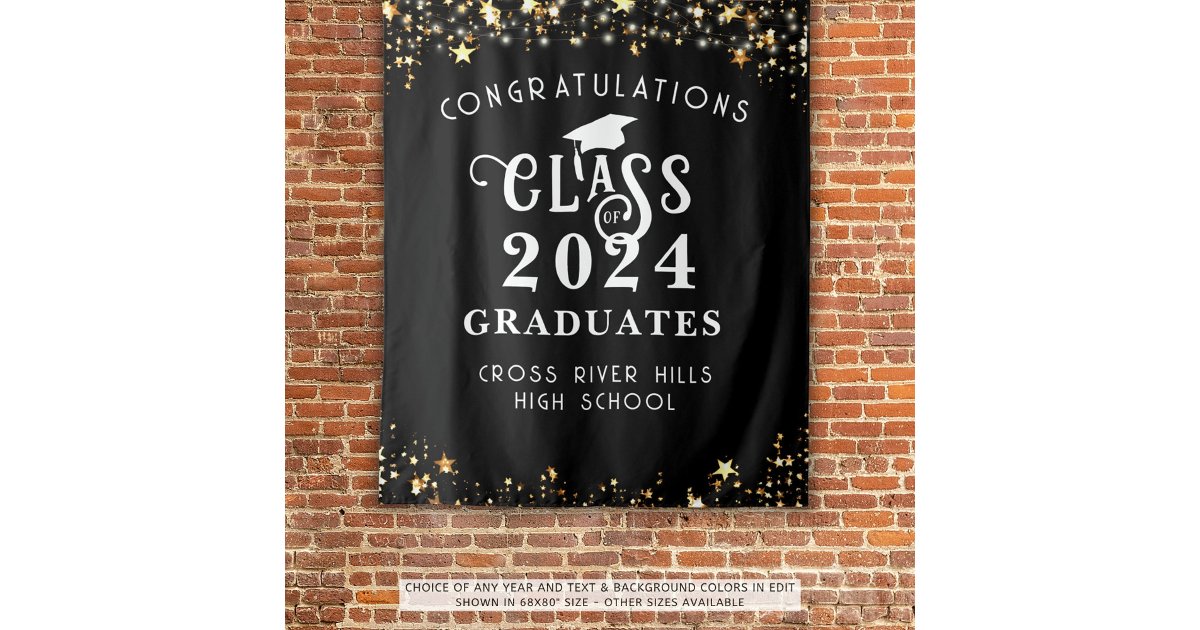 Modern Graduation Class Year Congrats Backdrop | Zazzle