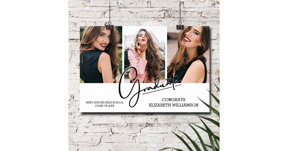 Modern Graduation Congratulations 3 Photo Poster | Zazzle