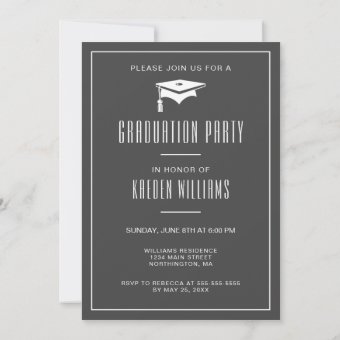 Modern Graduation Custom Photos Gray Invitation | Zazzle