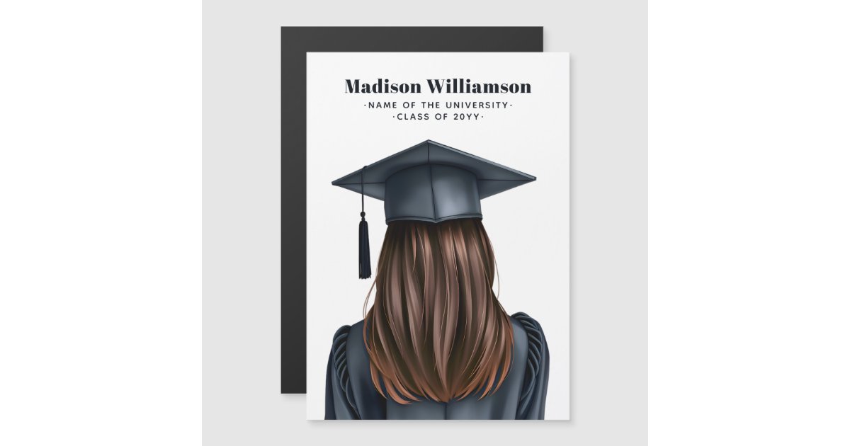 Modern Graduation Female Graduate Magnetic Card | Zazzle