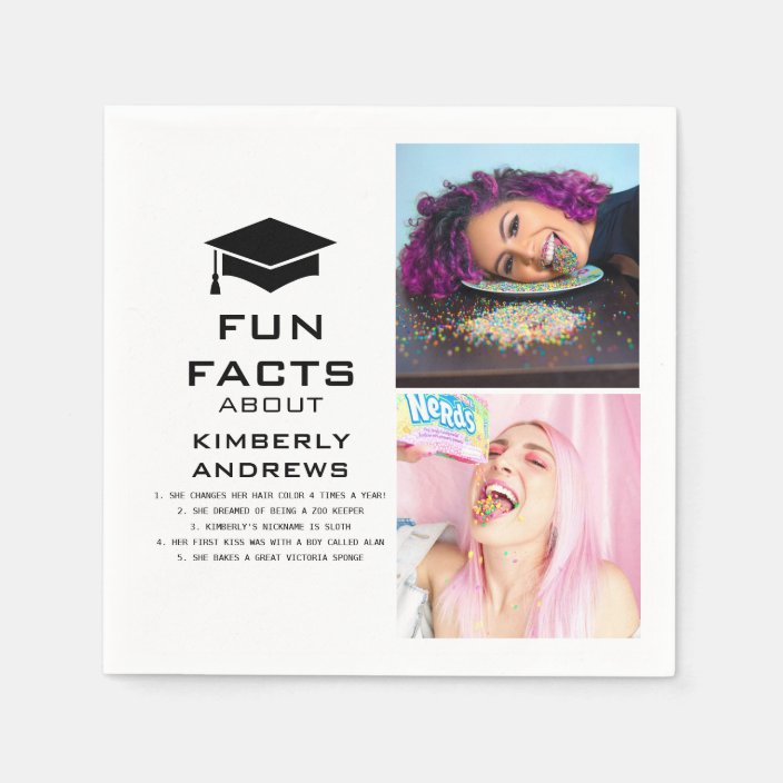 Modern Graduation Fun Facts Photo Collage Napkins | Zazzle.com