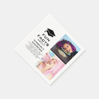 Modern Graduation Fun Facts Photo Collage Napkins | Zazzle