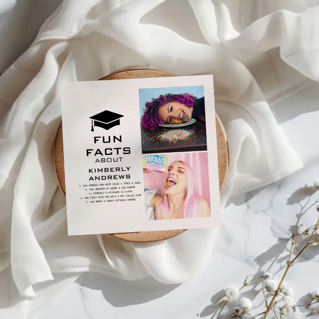Modern Graduation Fun Facts Photo Collage Napkins | Zazzle