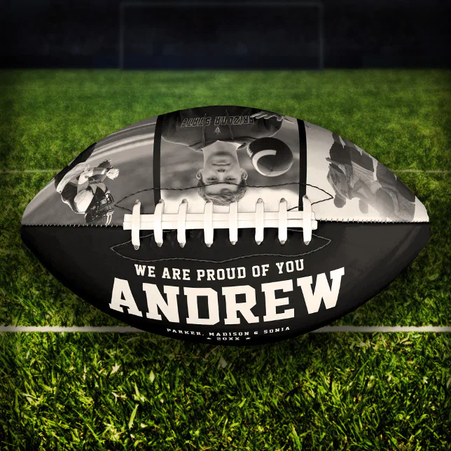 Modern Graduation Gift Cool Photo Collage Trendy Football | Zazzle