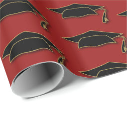 Modern Graduation Gift Grad Cap Wrapping Paper | Zazzle