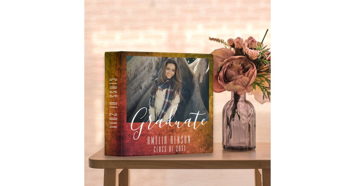 Modern Graduation Graduate Photo Album 3 Ring Binder | Zazzle