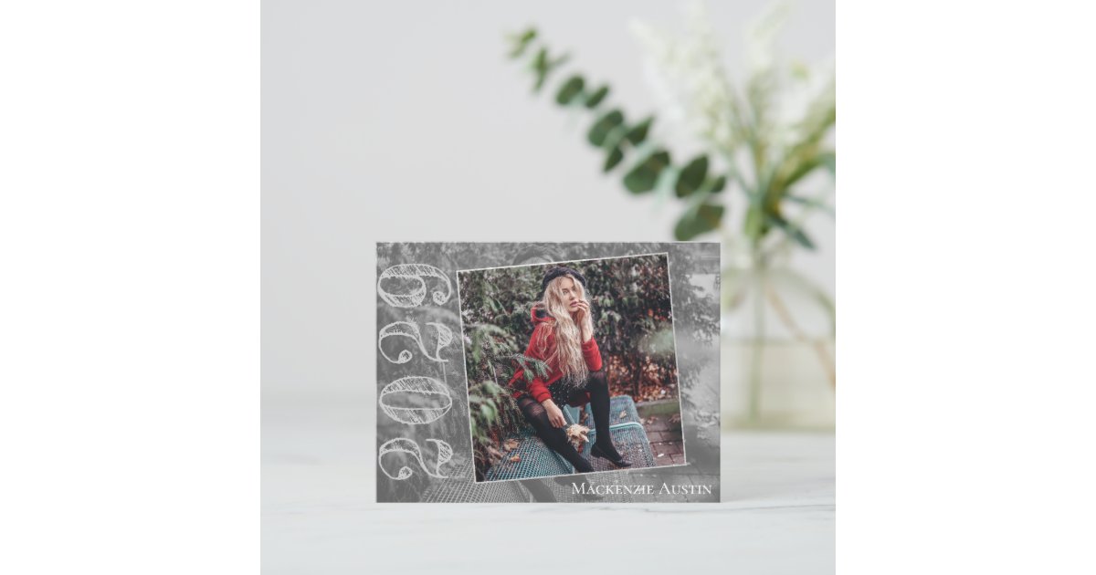 Modern Graduation | Grunge Script Photo Thank You Postcard | Zazzle