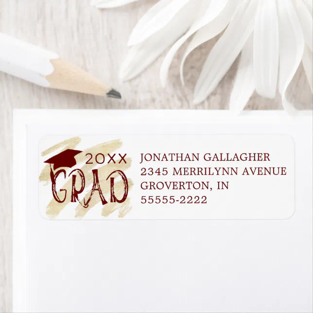 Modern Graduation Hand Lettered GRAD Custom Colors Label | Zazzle