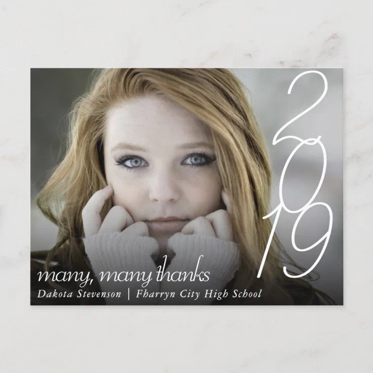 Modern Graduation | Hand Lettered Photo Thank You Postcard | Zazzle