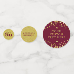 Modern Graduation Maroon Gold Confetti Class Year | Zazzle