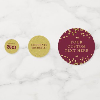 Modern Graduation Maroon Gold Confetti Class Year | Zazzle