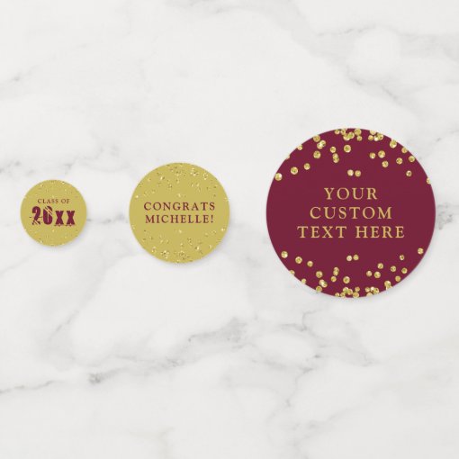 Modern Graduation Maroon Gold Confetti Class Year | Zazzle