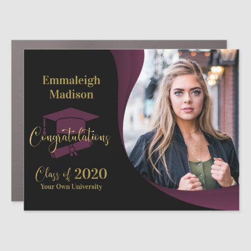 Modern Graduation Maroon Swirl Car Magnet | Zazzle