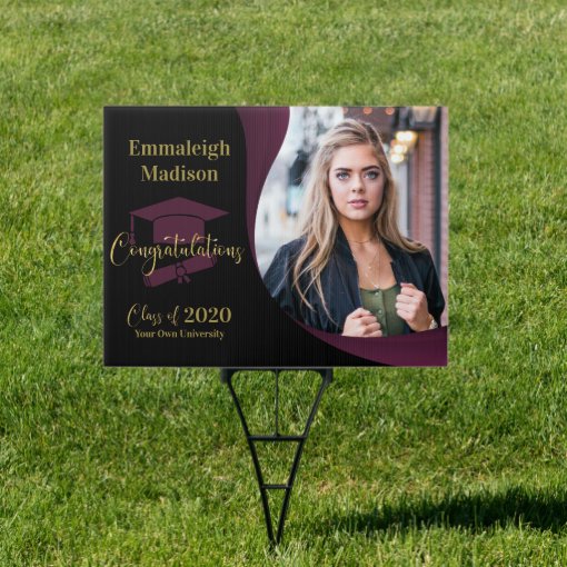 Modern Graduation Maroon Swirl Yard Sign | Zazzle