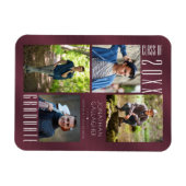 Modern Graduation Metallic Maroon Photo Collage Magnet | Zazzle