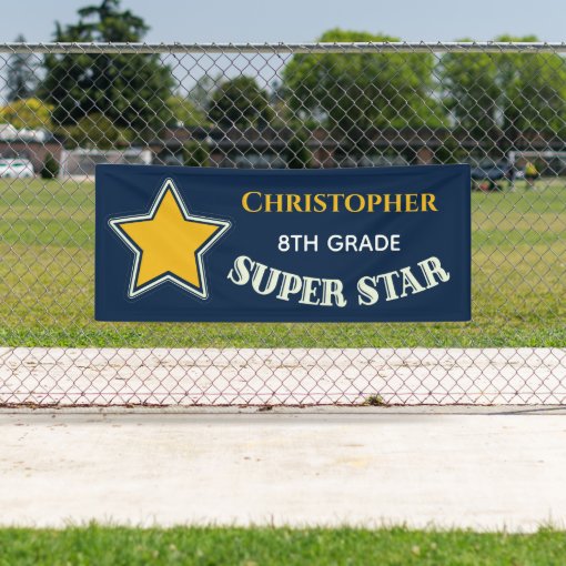 Modern Graduation Middle School Super Star Banner | Zazzle