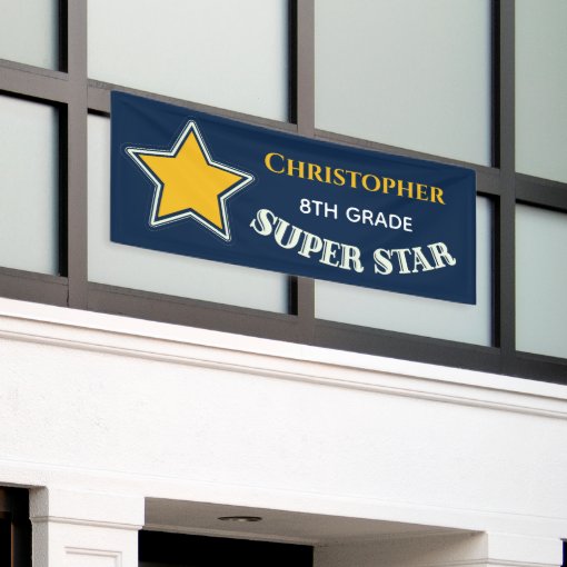 Modern Graduation Middle School Super Star Banner | Zazzle