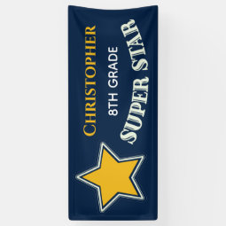 Modern Graduation Middle School Super Star Banner | Zazzle