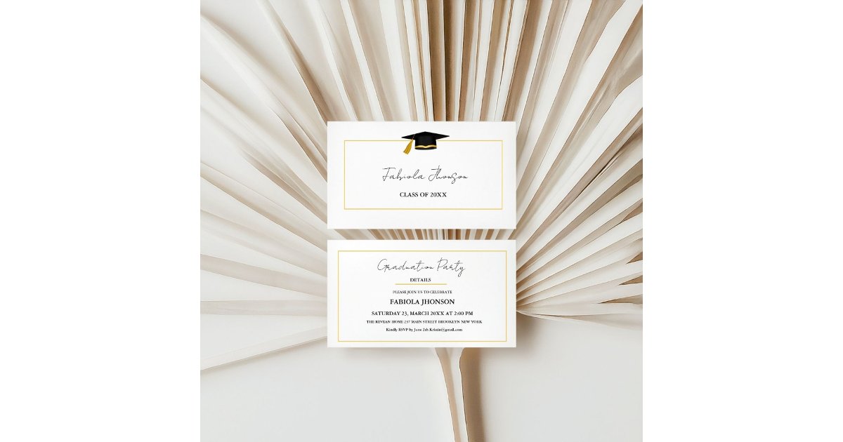 Modern Graduation Name Card Insert Gold Frame | Zazzle